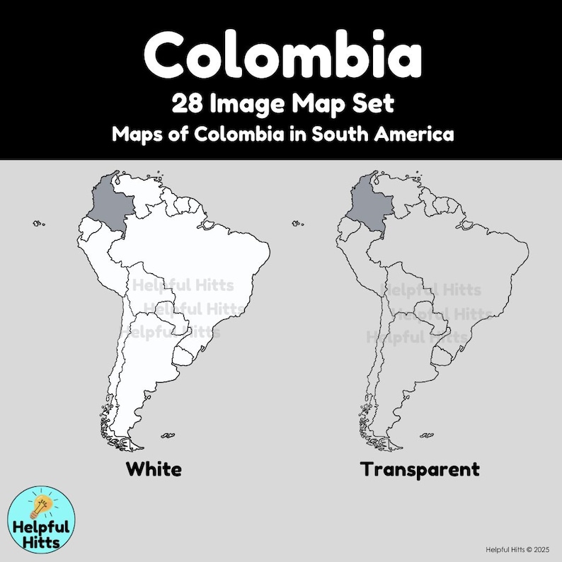 Colombia Map Set- Clip Art for Teachers, Geography, South American ...