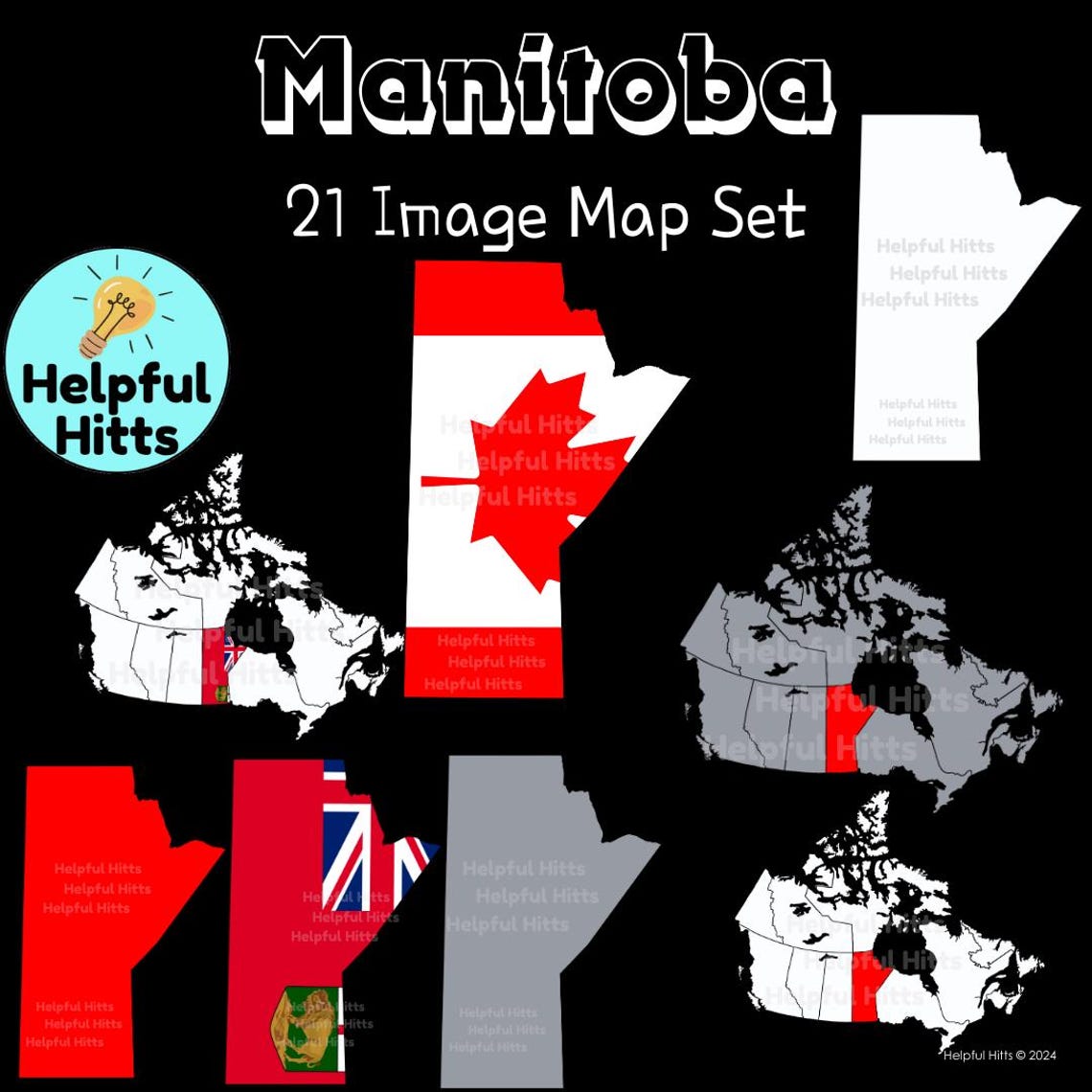Manitoba Map Set Clip Art (21 PNG Images) - Etsy
