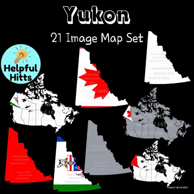 Yukon Map Set Clipart- Clipart for Teachers, Geography, Social Studies ...
