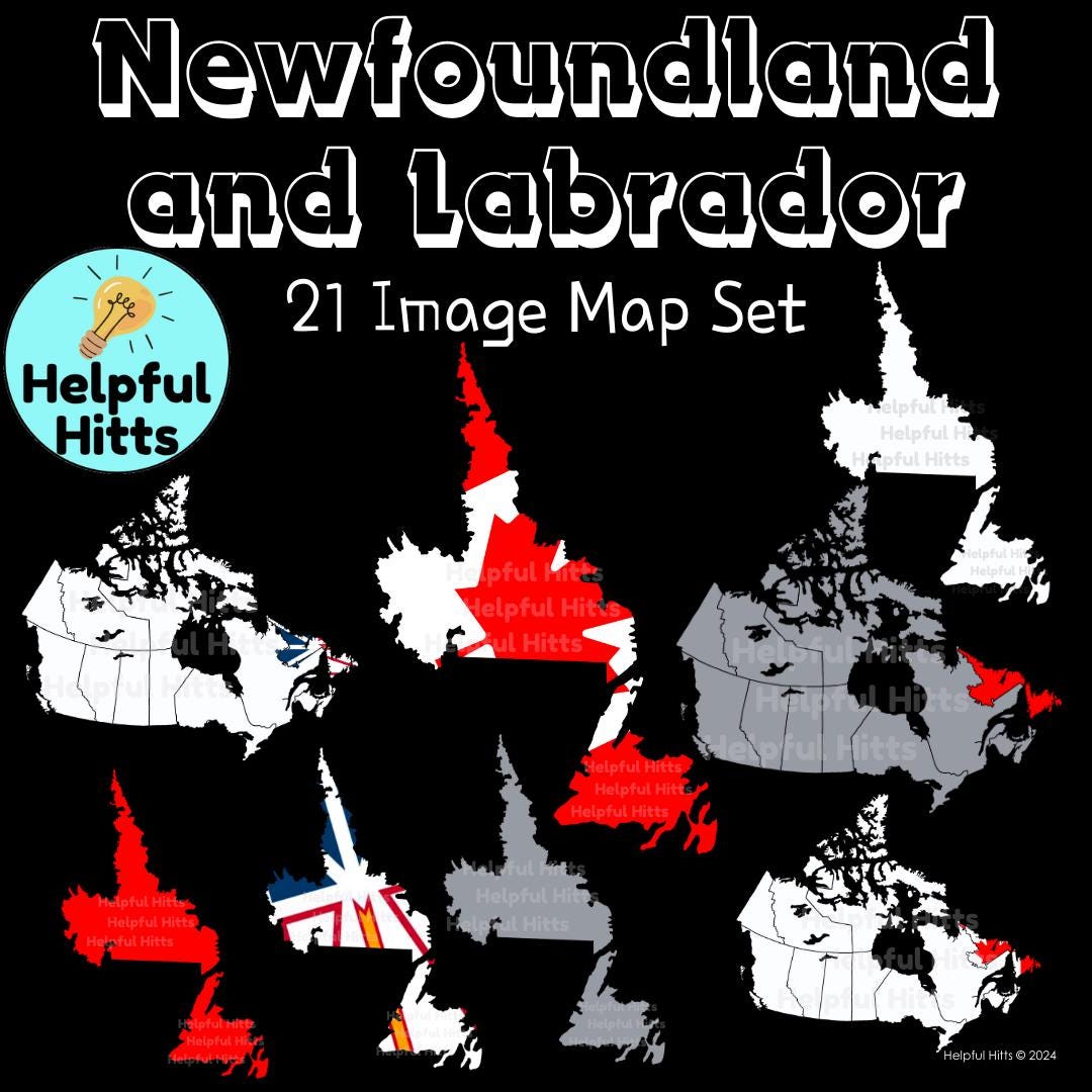 Newfoundland and Labrador Map Set: Clip Art for Teachers (21 PNG Images ...
