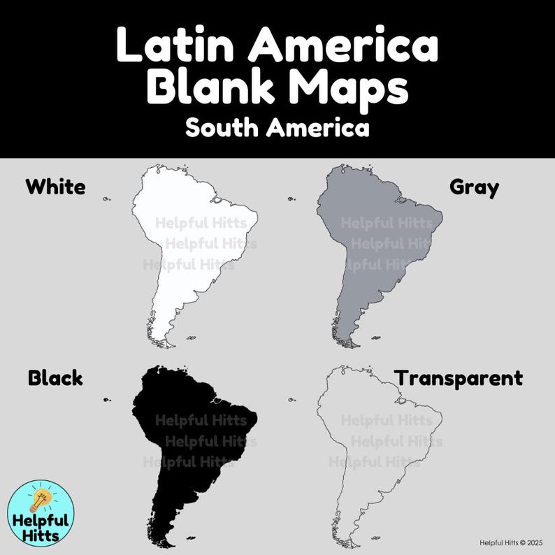 Latin America Blank Map Set: Clip Art for Teachers (33 PNG Images) - Etsy