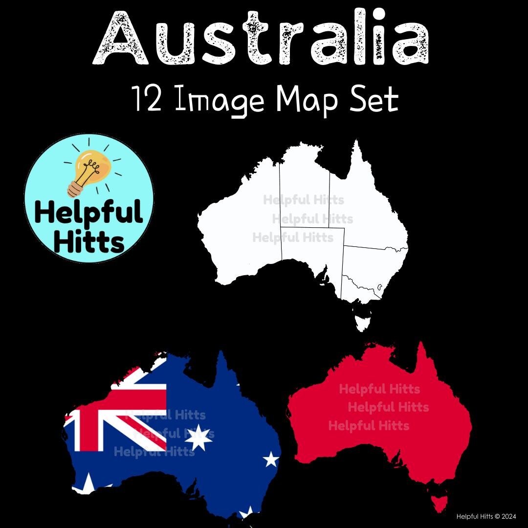 Australia Map Set Clipart- Clipart for Teachers, Geography, Australian ...