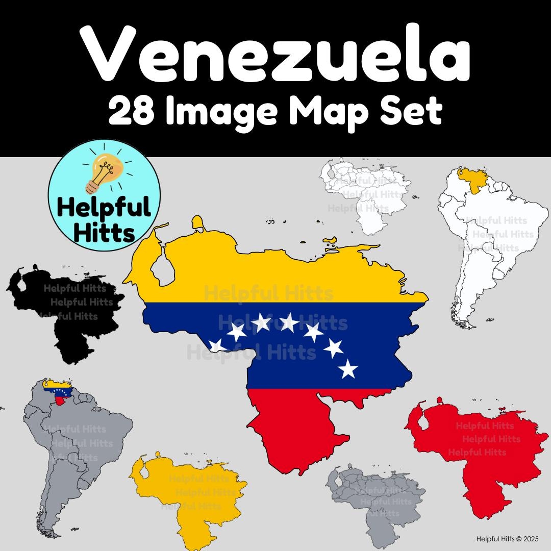 Venezuela Map Set- Clipart for Teachers, Geography, South American ...
