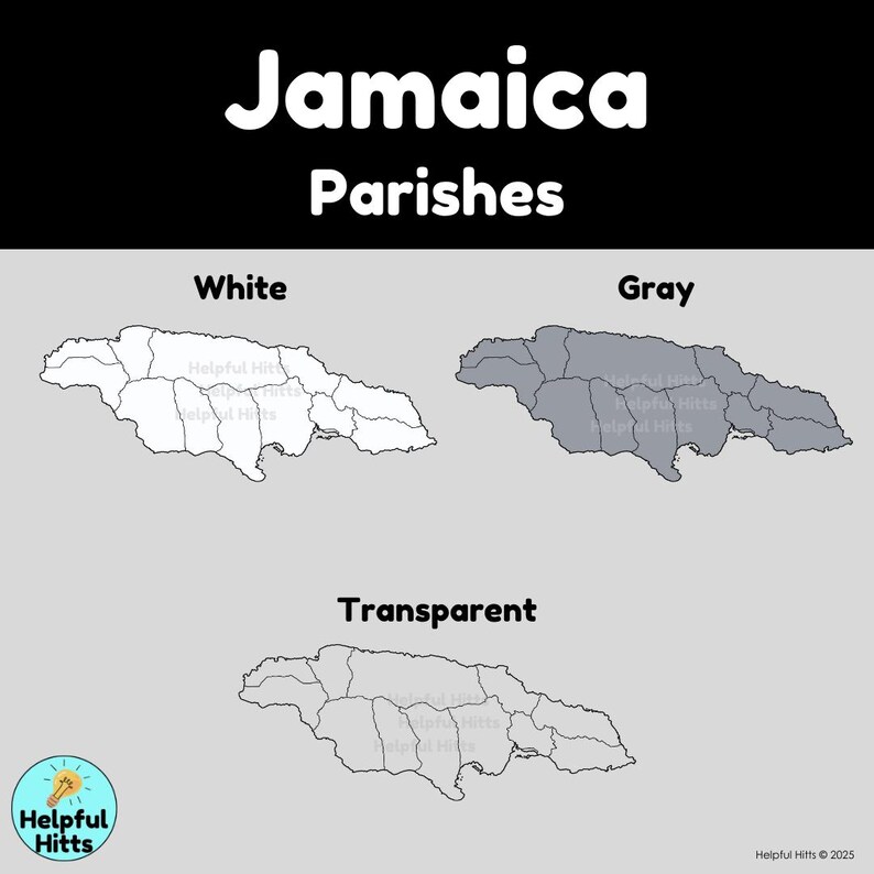 Jamaica Map Clip Art Set: Teacher Geography Resources (29 PNG Images ...