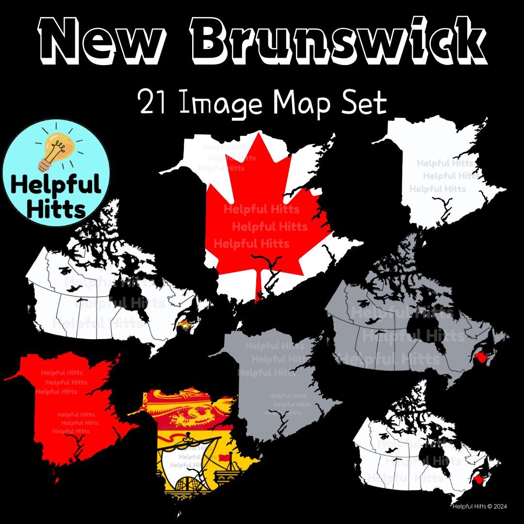 New Brunswick Clip Art Map Set (21 PNG Images) - Etsy