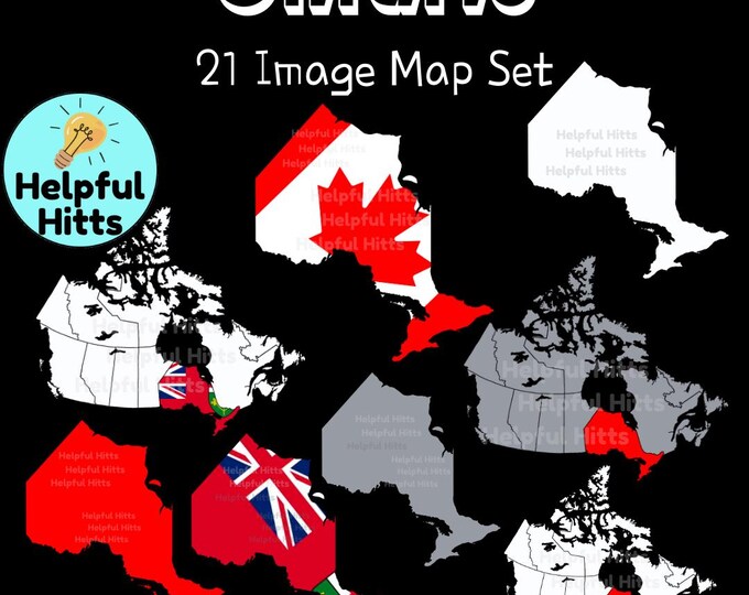 Canada Bright Colors Map Clip Art - North America - Instant Download ...