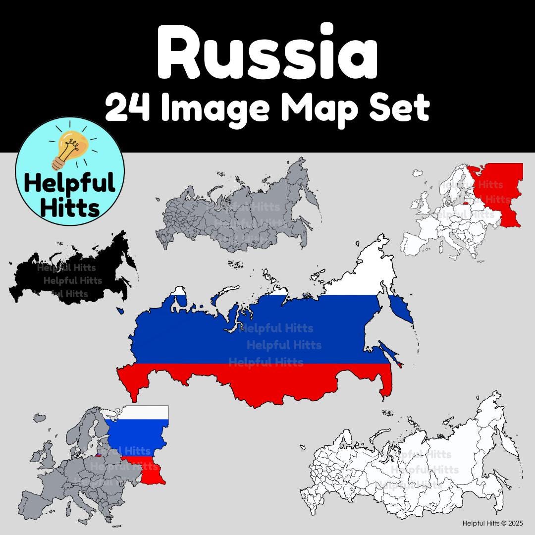 Russia Map Clip Art Set: European Geography (24 PNG Images) - Etsy