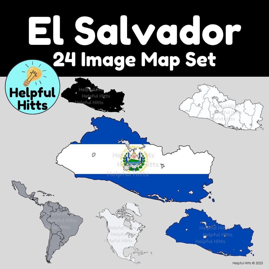 El Salvador Map Set- Clip Art for Teachers, Geography, Social Studies ...