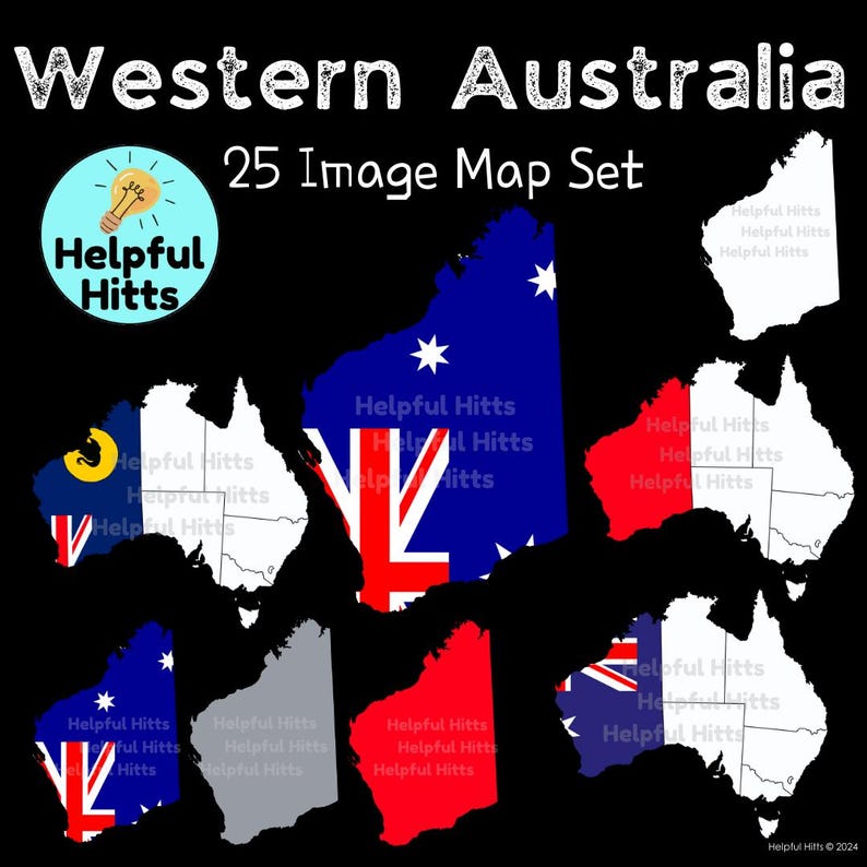Western Australia Map Set- Clipart for Teachers, Geography, Australia ...