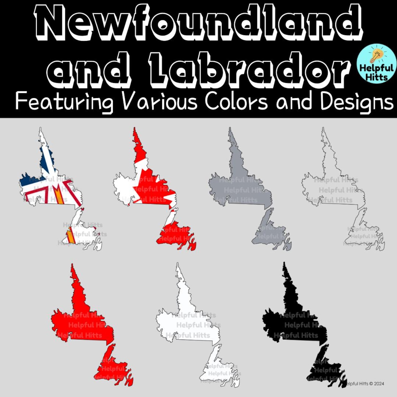 Newfoundland and Labrador Map Set: Clip Art for Teachers (21 PNG Images ...