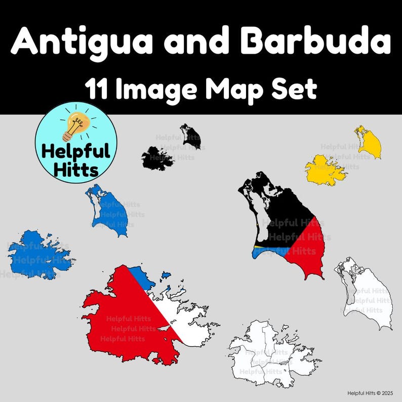 Antigua and Barbuda Map Clip Art: Caribbean Islands (11 PNG Images) - Etsy