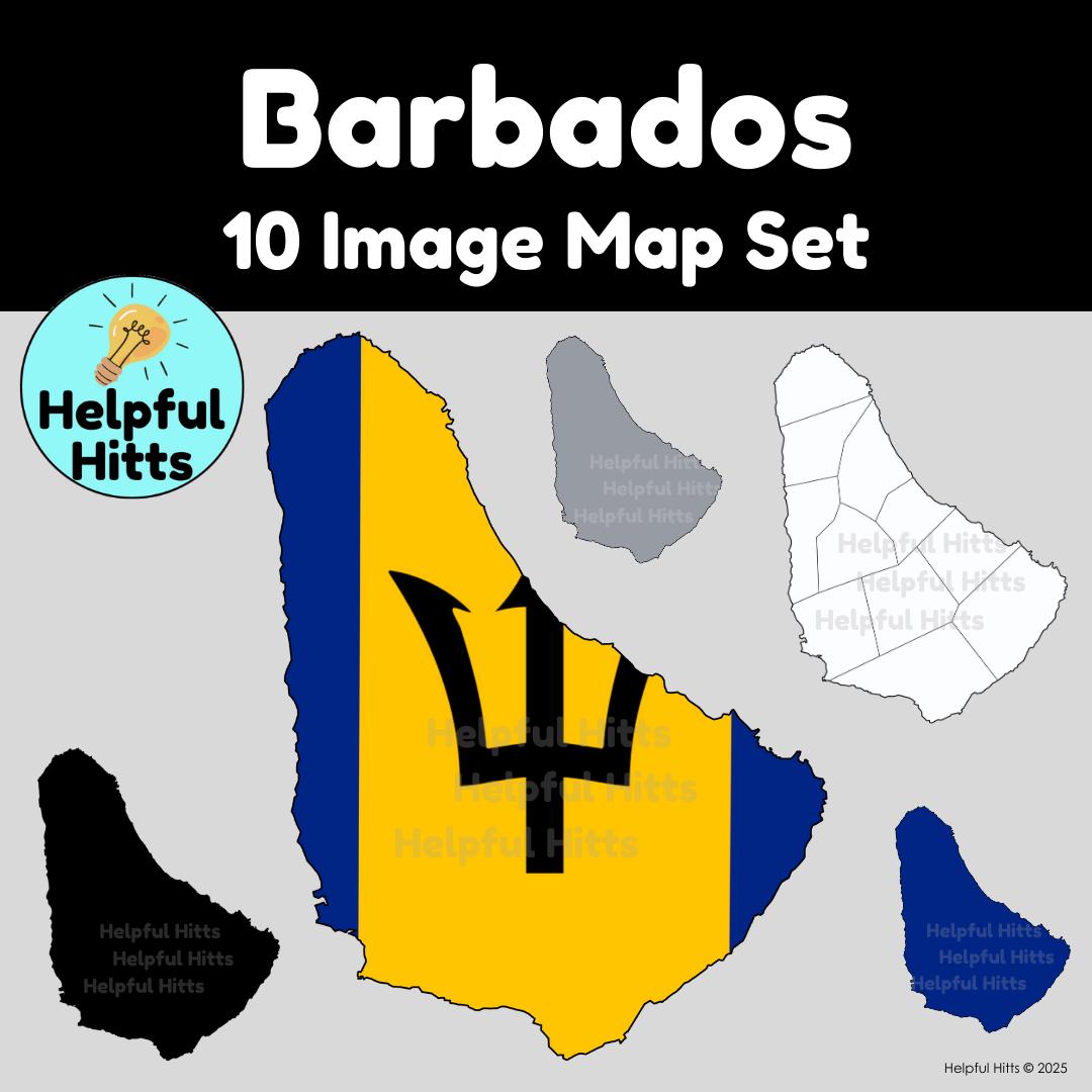 Barbados Map Set- Clip Art for Teachers, Geography, Caribbean Islands ...