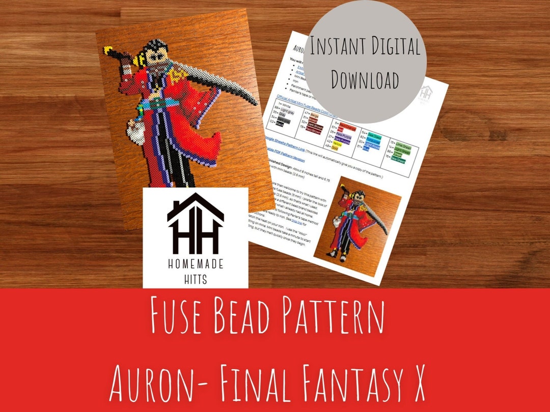 Auron- Final Fantasy X DIGITAL Fuse Bead Pattern- Perler Beads- Artkal ...