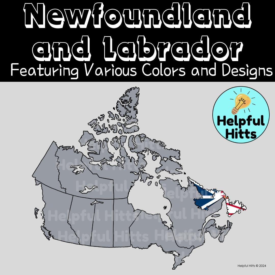 Newfoundland and Labrador Map Set: Clip Art for Teachers (21 PNG Images ...