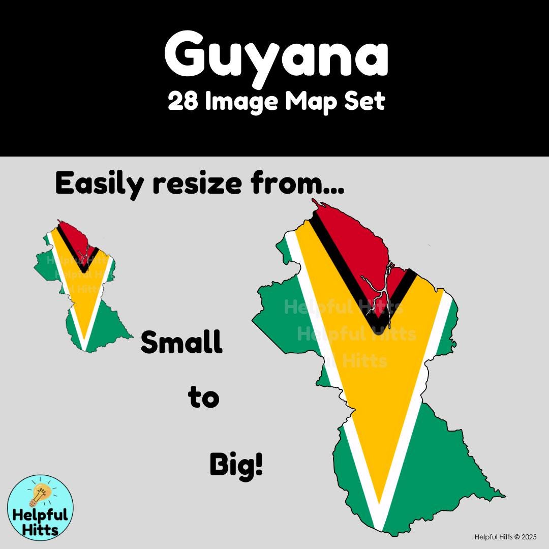 Guyana Map Set- Clip Art for Teachers, Geography, South America Map ...