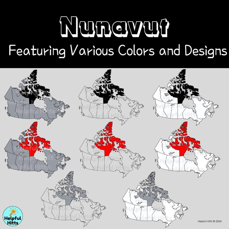 Nunavut Map Set Clip Art (21 PNG Images) - Etsy
