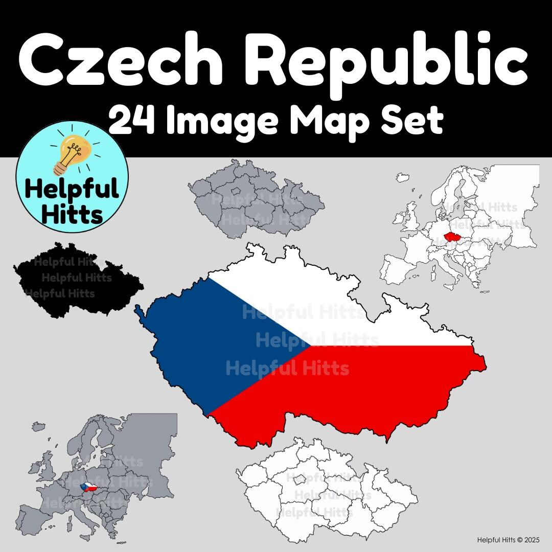 Czech Republic Map Set- Clipart for Teachers, Geography, European ...