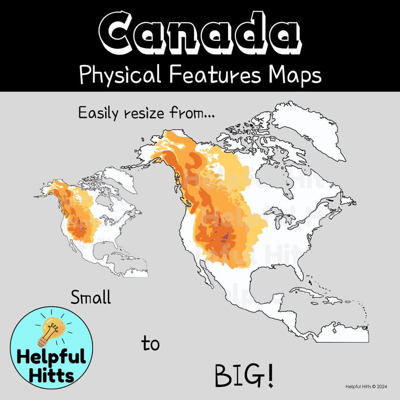 Canada Physical Features Map Set: Clip Art for Teachers (21 PNG Images ...