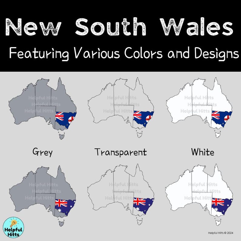 New South Wales Map Set Clip Art (25 PNG Images) - Etsy