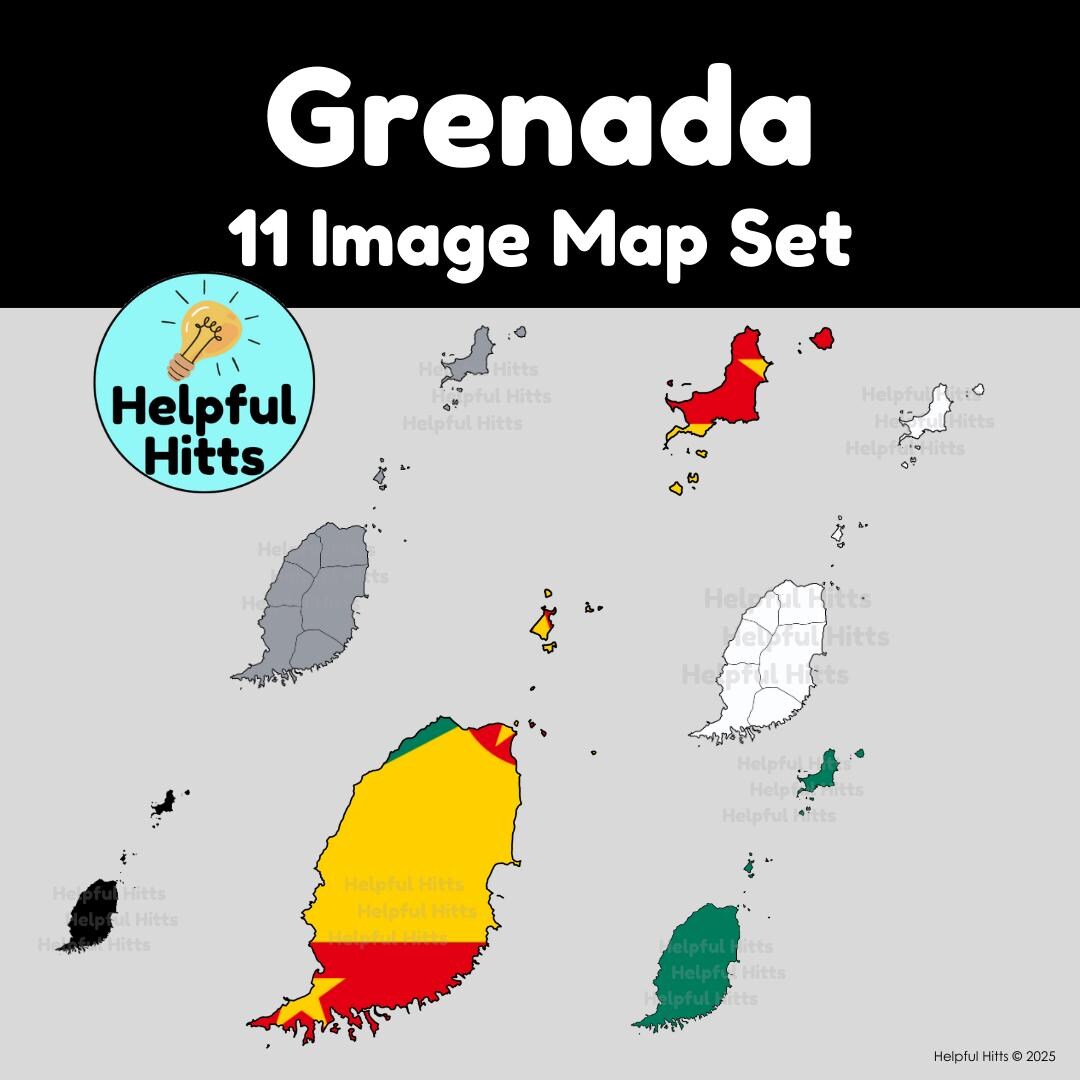 Grenada Map Set- Clipart for Teachers, Geography, Caribbean Islands ...