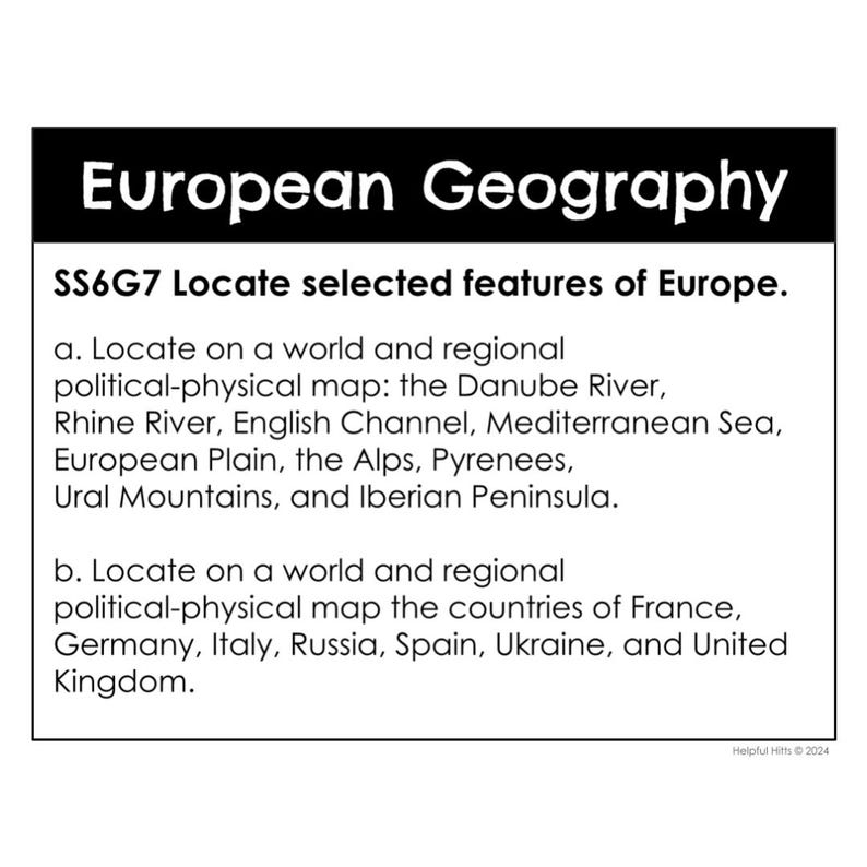 Europe Map Quiz- Paper, Google Form, and Modified Version SS6G7 - Etsy