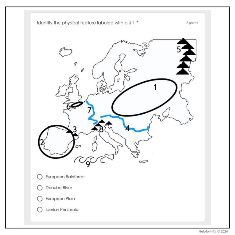 Europe Map Quiz- Paper, Google Form, and Modified Version SS6G7 - Etsy ...