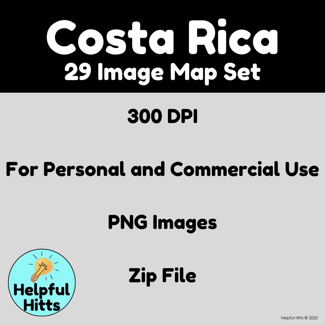 Costa Rica Map Clipart Set: Geography, Social Studies (29 PNG Images ...