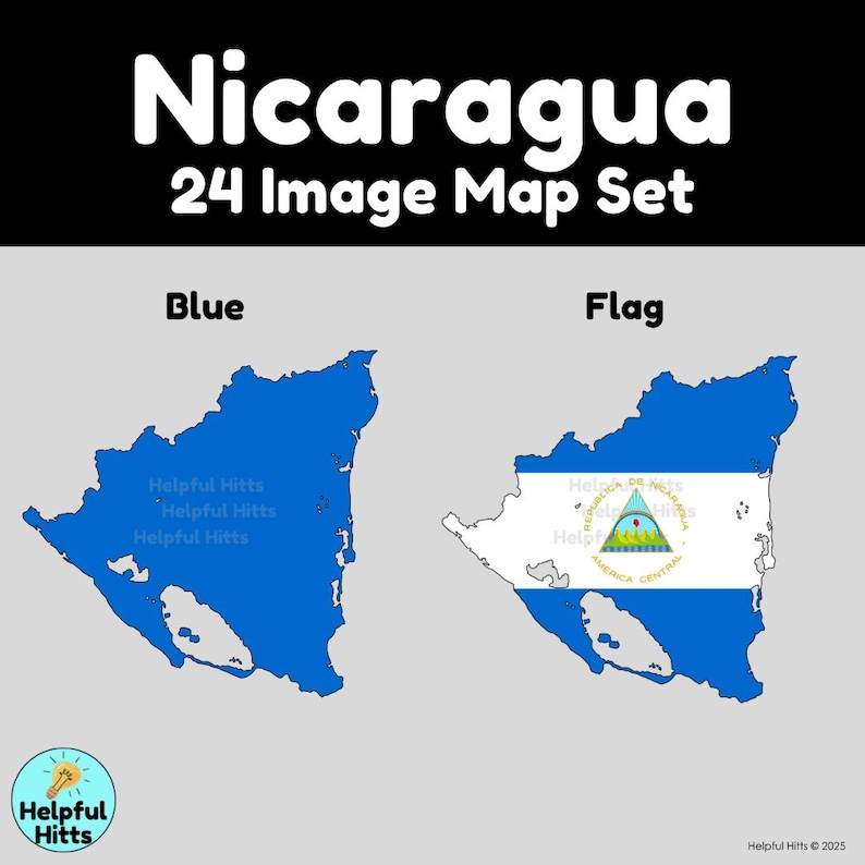Nicaragua Map Clip Art Set: Political & Outline Maps (24 PNG Images) - Etsy