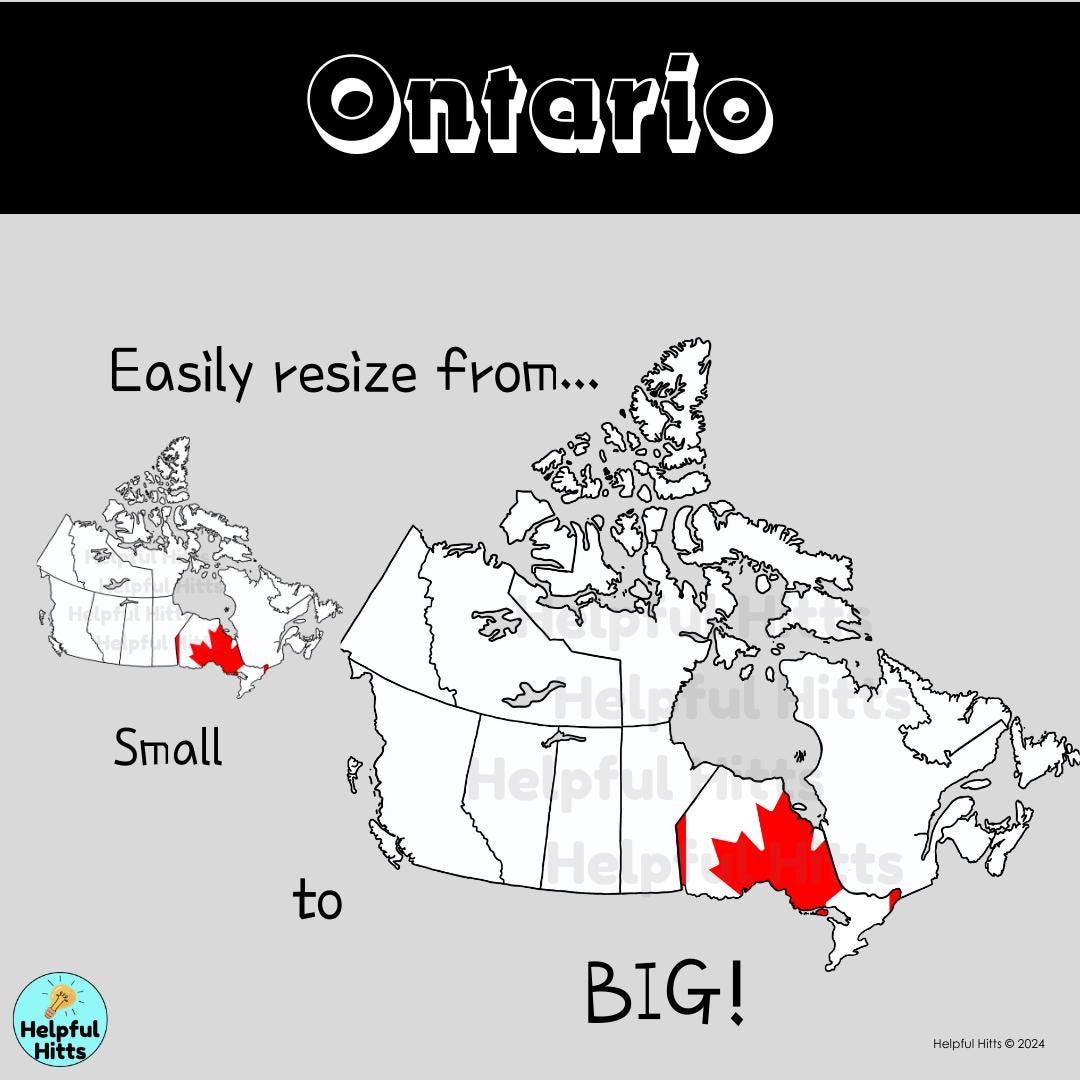 Ontario Map Set- Clip Art for Teachers, Geography, North America Map ...