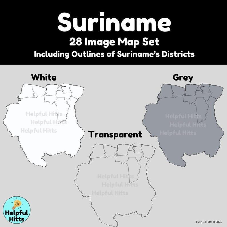Suriname Map Clip Art Set: South America Geography (28 PNG Images) - Etsy