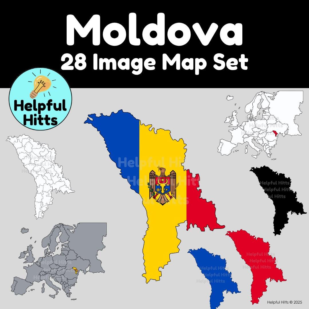 Moldova Map Clip Art Set: European Geography, Social Studies (28 PNG ...