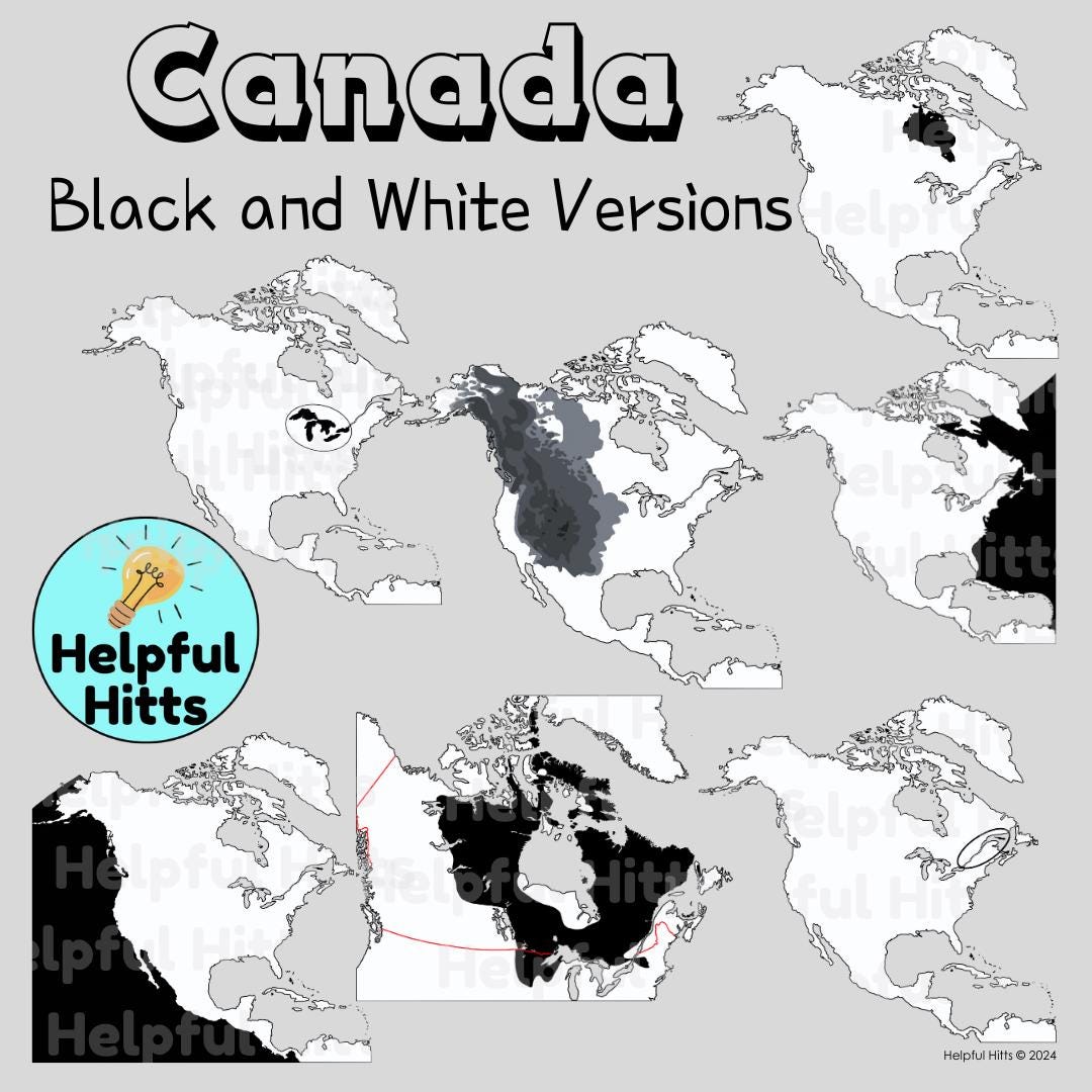Canada Physical Features Map Set: Clip Art for Teachers (21 PNG Images ...