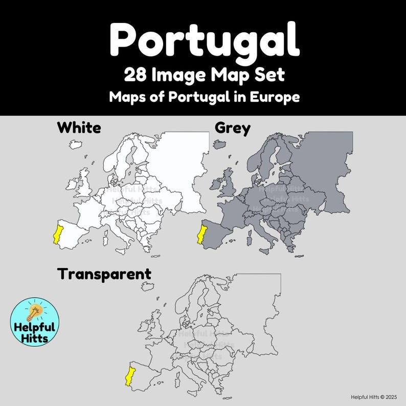 Portugal Map Clip Art Set: Teacher Geography Resources (28 PNG Images ...