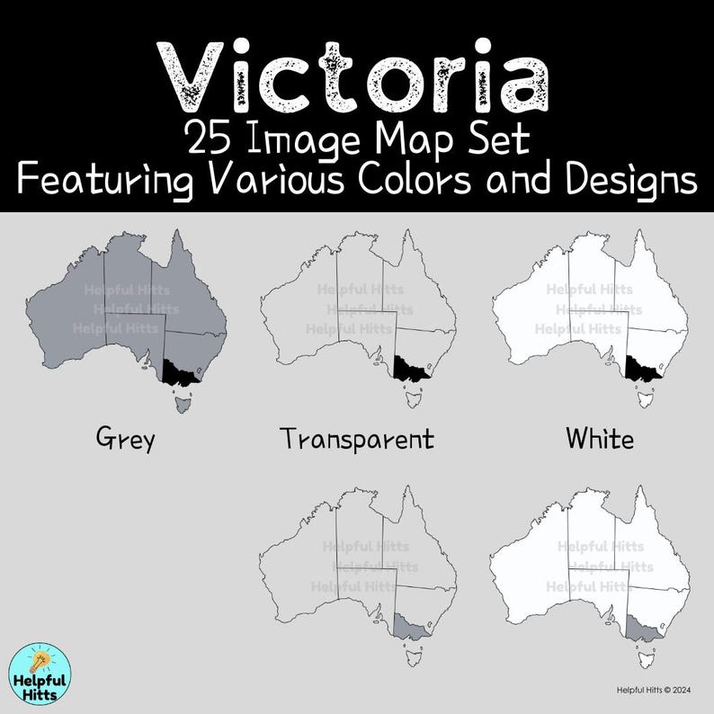 Victoria Map Set- Clipart for Teachers, Geography, Australia States and ...