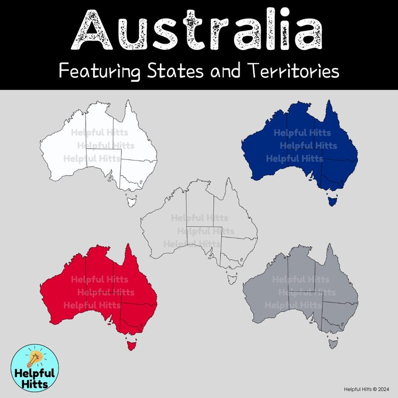 Australia Map Set Clipart- Clipart for Teachers, Geography, Australian ...