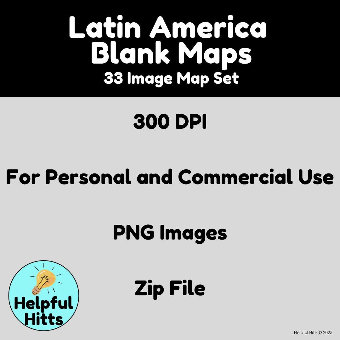 Latin America Blank Map Set- Clip Art for Teachers, Geography, Latin ...
