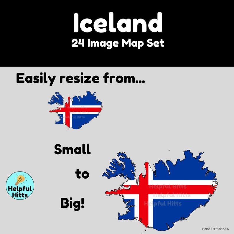 Iceland Map Set- Clip Art for Teachers, Geography, European Countries ...