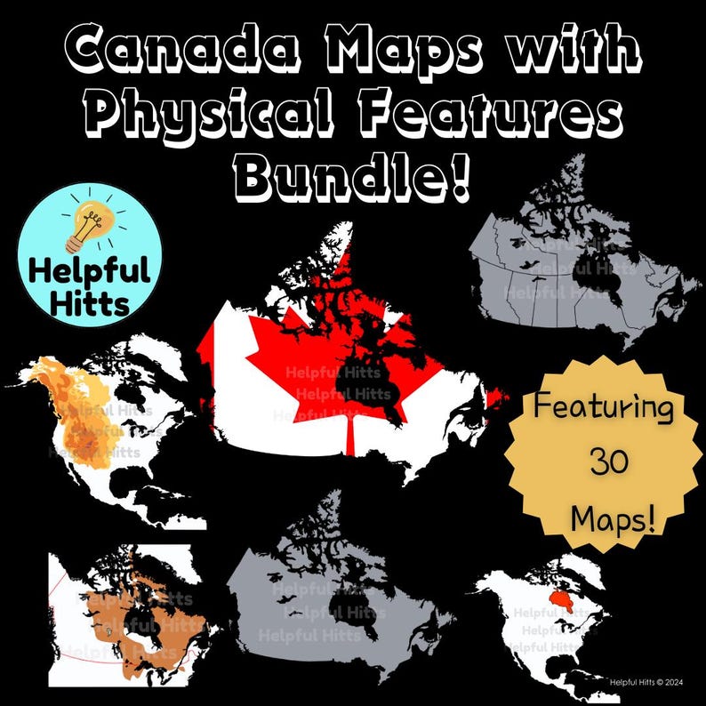 Canada Maps With Physical Features BUNDLE! - Etsy