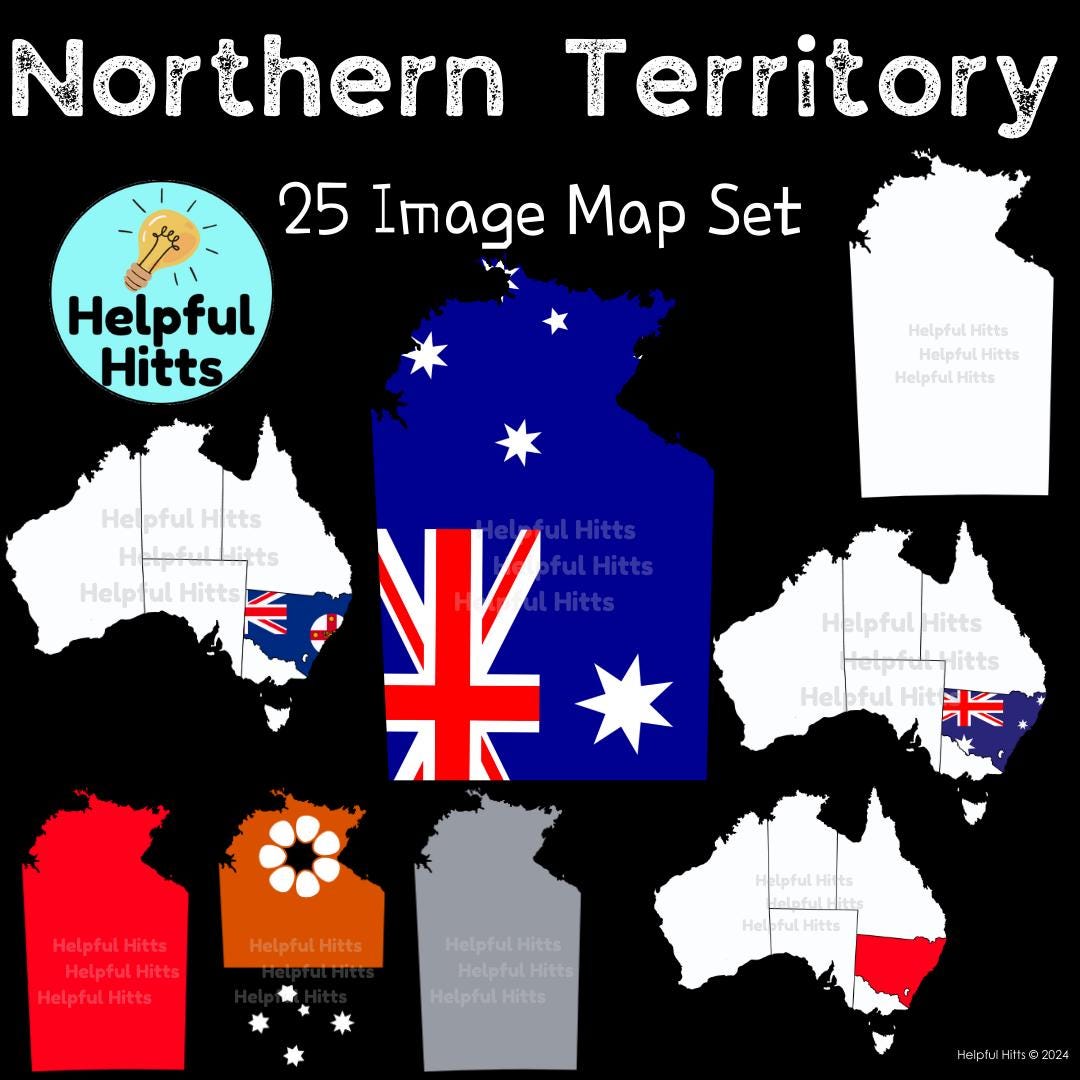 Northern Territory Map Set- Clip Art for Teachers, Geography, Australia ...