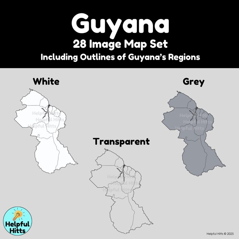 Guyana Map Clip Art Set: South America Geography (28 PNG Images) - Etsy
