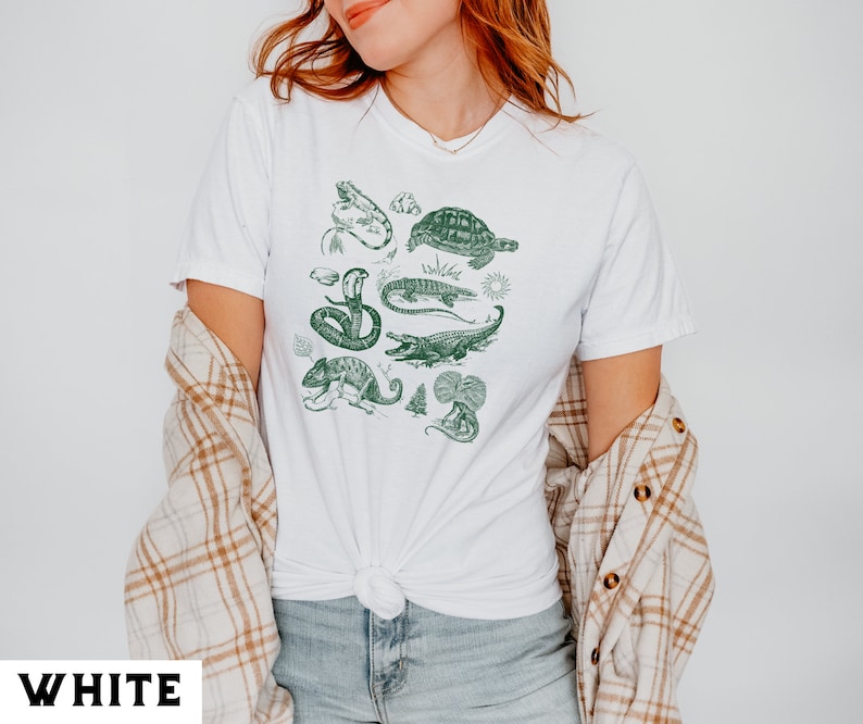 Reptile Print T-shirt, Vintage Style Reptile Graphic Tee, Lizard Snake ...
