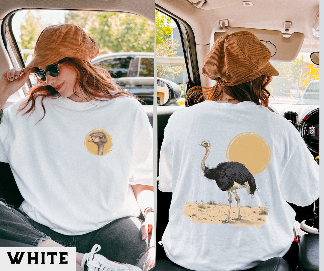 Ostrich Graphic T-shirt, Retro Vintage Wildlife Tee, Nature-inspired ...