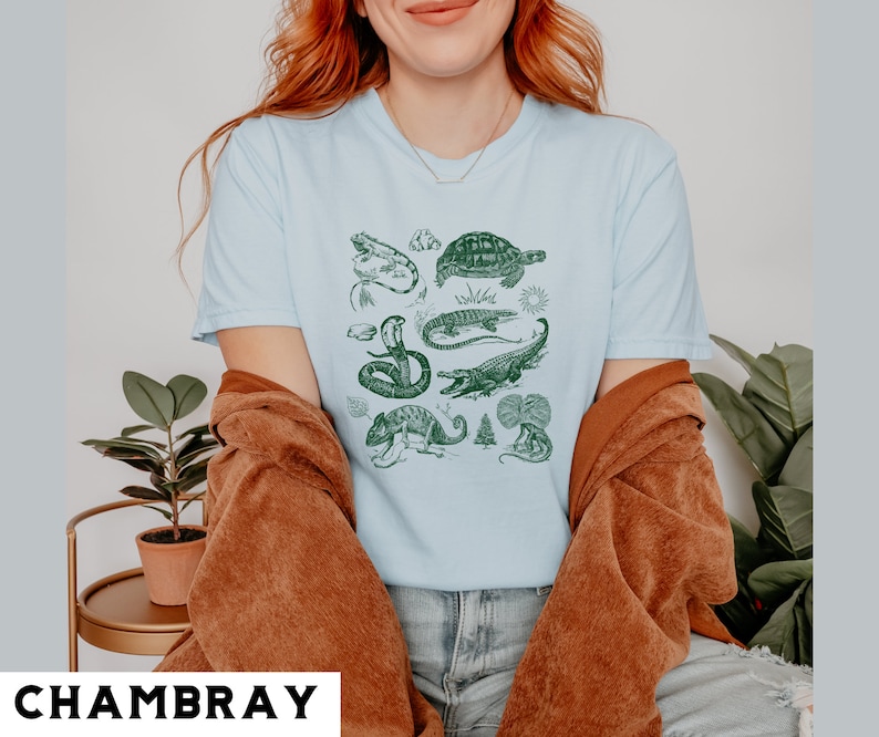 Reptile Print T-shirt, Vintage Style Reptile Graphic Tee, Lizard Snake ...