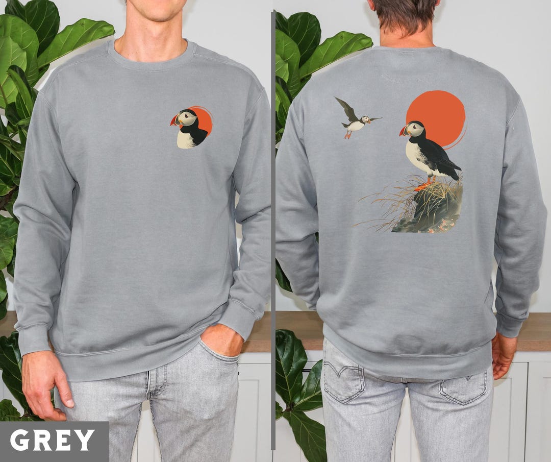 Vintage Puffin Sweatshirt, Nature Inspired Puffin Graphic Pullover ...