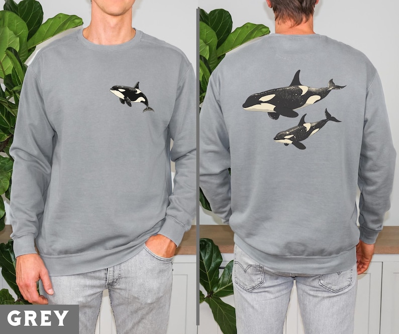 Vintage Orca Whale Sweatshirt, Killer Whale Graphic Pullover, Ocean ...