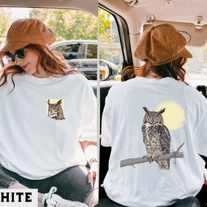 Great Horned Owl Graphic T-shirt, Vintage Owl Tee, Design for Bird ...