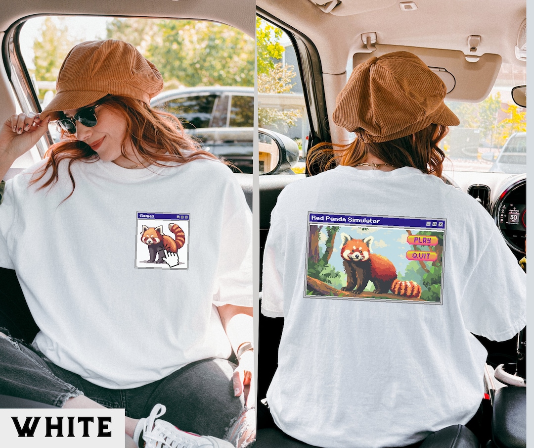 Retro Red Panda Graphic Tee, Pixel Art Red Panda T-shirt, Cute Red ...