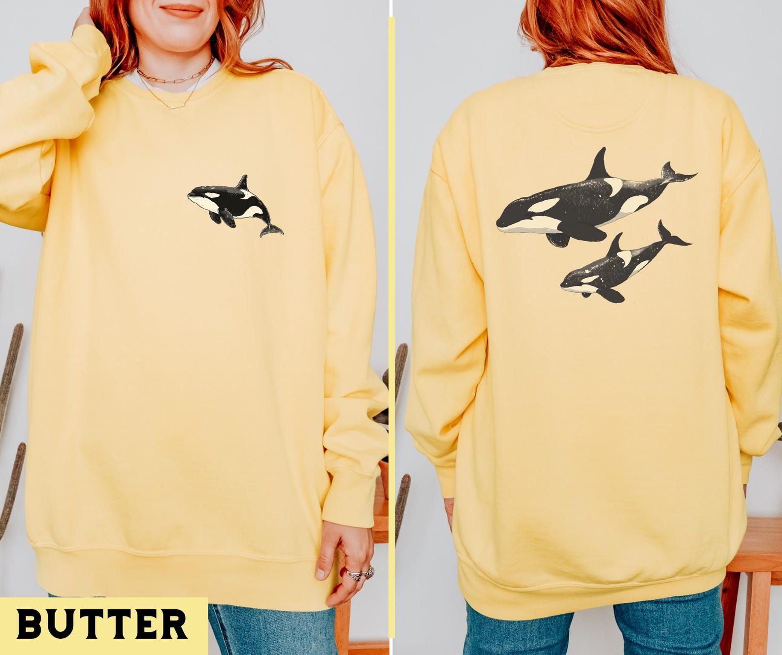 Vintage Orca Whale Sweatshirt, Killer Whale Graphic Pullover, Ocean ...