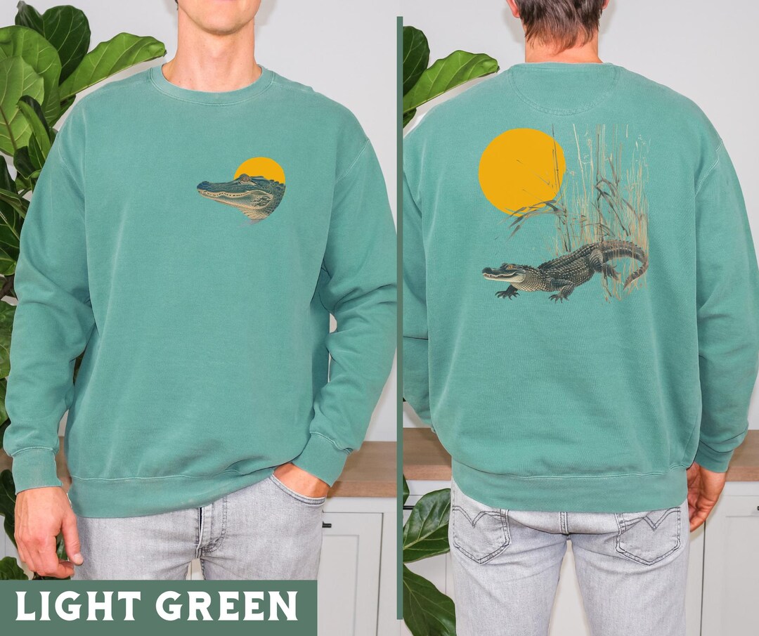 Vintage Style Alligator Sweatshirt, Crocodile Illustration Sweatshirt ...