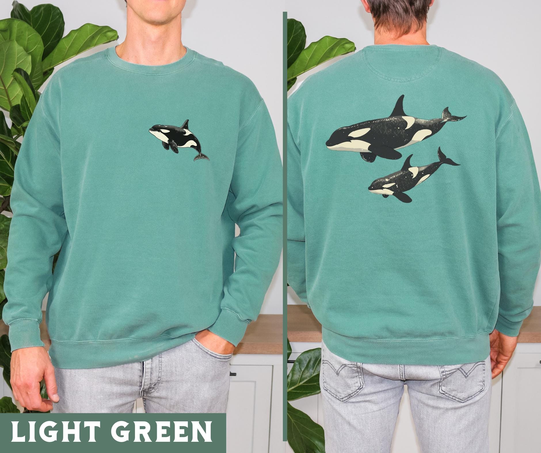 Vintage Orca Whale Sweatshirt, Killer Whale Graphic Pullover, Ocean ...